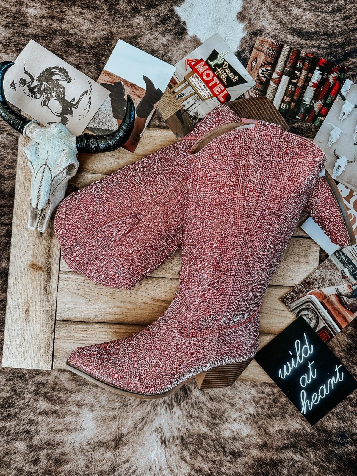 Tall Blush Rhinestone Cowgirl Boots - The Bevel Label
